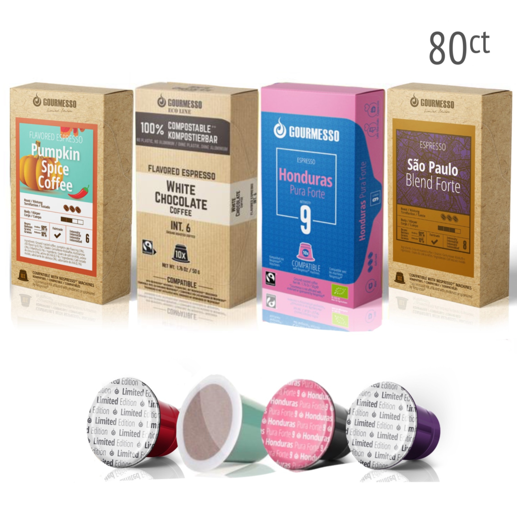 80 Capsules for Nespresso Original Machines - 4 Varieties from Gourmesso